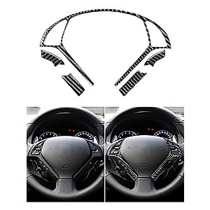 winterwell for Infiniti G37 Sedan 2010-2013 Carbon Fiber Black Stickers Car Interior Decorative Accessories (Steering 5Pcs)