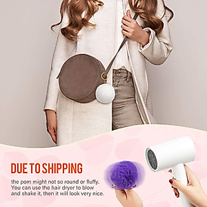 Hicarer 32 Pieces Pom Poms Keychains Fluffy Ball Faux Rabbit Fur Pompoms Keyring for Girls Women DIY Hats Shoes Bags Accessories