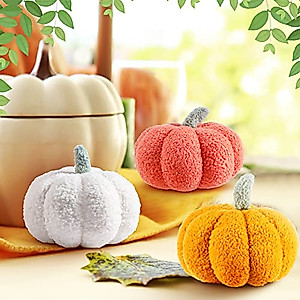 Namalu 3 Pcs Thanksgiving Pumpkin Throw Pillow Cushion 3D Pumpkin Throw Pillows Pumpkin Sofa Throw Pillow Cushion Home Decor for Car Bedroom Sofa Couch Living Room (White, Yellow, Orange,7.87 Inch)