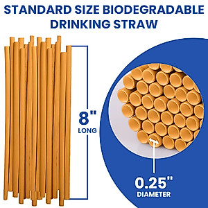 Vallo Compostable Drinking Straws - 100% Biodegradable, Recyclable, Non-Soggy, Suitable for Hot and Cold Drinks, Eco-friendly Sugarcane Material, NOT Paper, 8" Standard Size - 100 Count