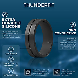 ThunderFit Silicone Wedding Rings For Men, Beveled Brushed Top Edges 6.35mm Wide 2mm Thick - 1/4/7 Variety Multipacks - 1 Ring (9.5-10 (19.8mm))