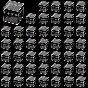 MUKLEI 45 Pack Plastic Square Cube, 2 × 2 × 2 Inches Clear Candy Cubes with Separate Lid, Mini Clear Container for Cosmetics, Bead, Makeup, Jewelry, Candy, Party Favor