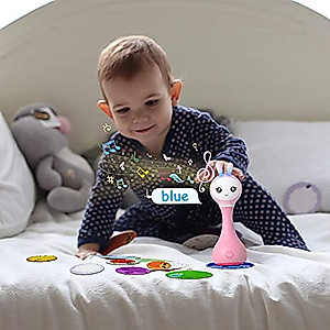 Alilo Bunny Baby Rattle Shaker and Teether Toys,Electronic Rattle Infants Toy,9 Kinds of Color Learning and Educational Toys with Music & Light for 0-6-12 Months, Gift for Newborns Girls Boys Toddlers