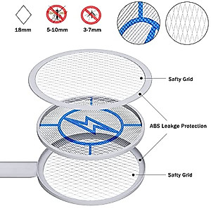 Lanpuly Electric Fly Swatter, Bug Zapper Mosquito Killer for Indoor Outdoor, 4000 Volt Electric Fly Killer Pest Insects Control Racket Zap with Base for Mosquito Gnat Fly Wasp, Safe to Touch