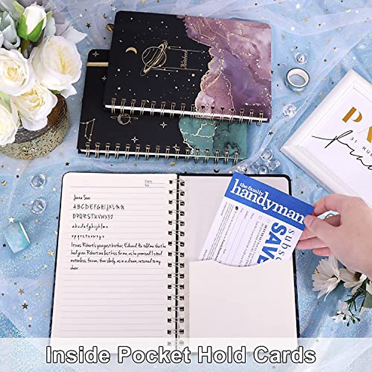 EOOUT 3 Pack Spiral Notebook Journals for Women College Ruled Notebook, 6"x 8.5", 160 Pages, Back Pocket, for Gifts, Office, School Supplies