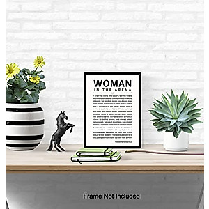 Daring Greatly Man/Woman In the Arena Quote Poster - 8x10 Famous Teddy Roosevelt Speech - 8x10 Motivational Inspirational Wall Art Decor - Uplifting Gifts for Women, Feminist, Entrepreneur