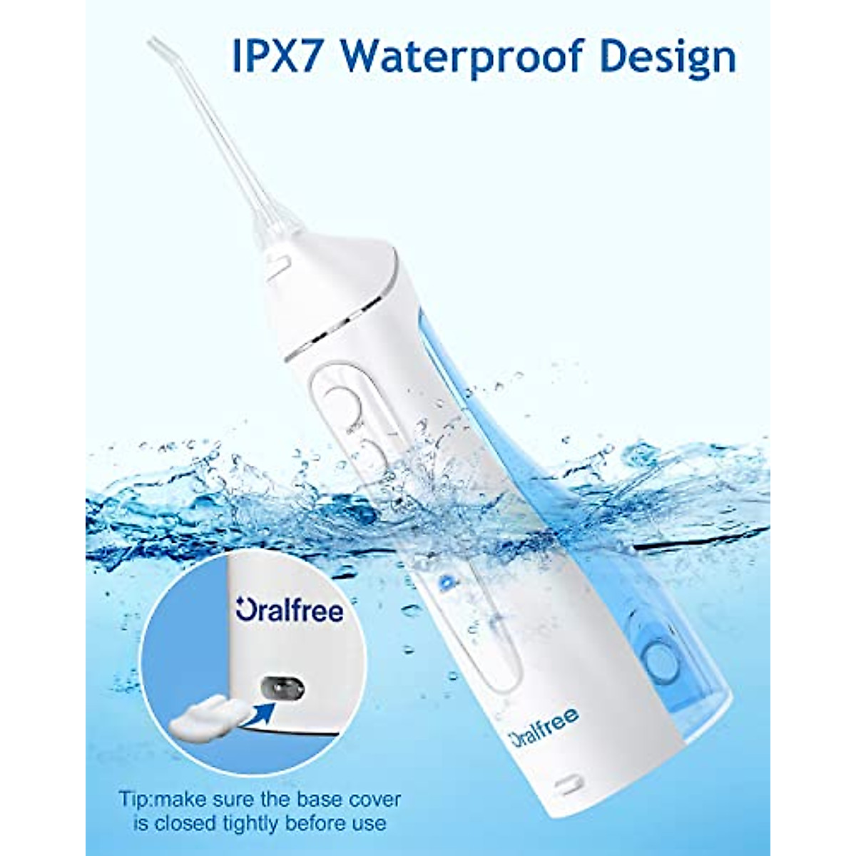Water Dental Flosser Cordless for Teeth Cleaning - 4 Modes Oral Irrigator Braces Flossers Cleaner, Rechargeable Portable IPX7 Waterproof Powerful Battery for Travel Home