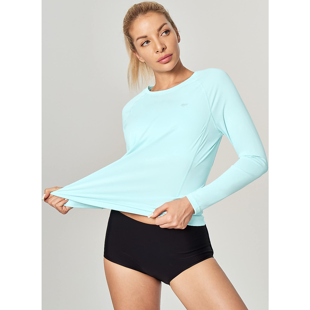 IUGA Rash Guard for Women UPF 50+ SPF & UV Protection Clothing Long Sleeve Shirts for Women with Pockets Hiking Swim Shirt Green