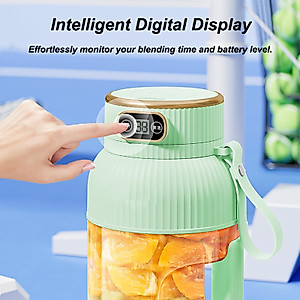Yulyoie Juicer Cup-Yulyoie Multifunctional Portable Juicer Cup with Digital Display, Portable Juice Cup Blender USB Rechargeable, Carry It with You & 60 S Squeeze Juice Quickly (Green)