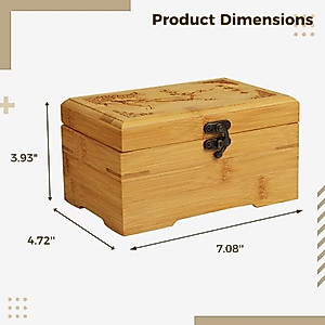 CDOKY Large Wooden Box with Hinged Lid, Bamboo Wood Multi-purpose Storage Box with Tray 2 Compartments, Natural Wood Organizer for Photos, Jewelry Home Office Decor, 7 x 5 x 4 in (Large)