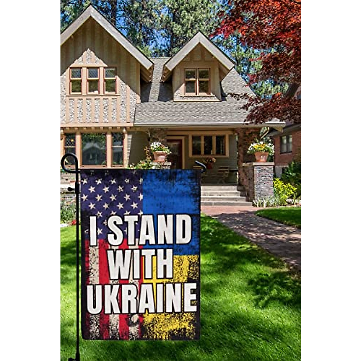 Ukraine Garden Flag , I Stand WIth Ukraine USA American Flag