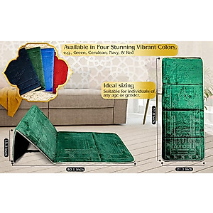 Tawakul Foldable Prayer Mat with Backrest - Thick & Padded Extra Comfort & Tote Bag for Easy Travel - Perfect for Jumah, Ramadan, Hajj, Umrah Gift for Family & Friends (Navy Blue)