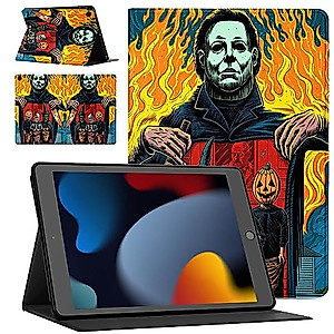 Cool Tablet Case for Samsung Galaxy Tab S6 Lite Case 10.4 Inch,Horror Movie Pattern Halloween Design Cases for Women Men, PU Leather Folio Xmas Back Cover Funda for Samsung Tab S6 Lite 2022/2020, Fire