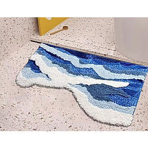 ZYLG Wave Shape Furry Bedroom Rug, Fluffy Area Rug, Girls, Boys, Children's Room, Nursery Rugs Home Decor,Bathroom Rug (19.7x47.2 in)