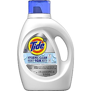 Tide Hygienic Clean Heavy Duty 10x Free Liquid Laundry Detergent, Unscented, 59 loads, 92 fl oz, HE Compatible