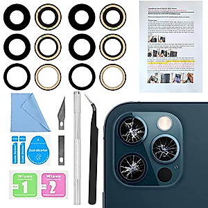 2PCS ASDAWN Back Rear Camera Lens Glass Replacement for iPhone 12 Pro Max 6.7 Inches with Pre-Installed Adhesive, Back Glass Camera Lens with Installation Manual + Repair Tool Set