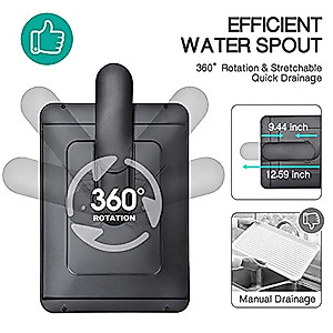 TOOLF Stainless Steel Dish Drying Rack, Kitchen Sink Organizer and Drainboard Set, Large Capacity Dish Drainer Kitchen Accessories with 360° Swivel Spout, Cup Holder & Cutlery Box, One Piece