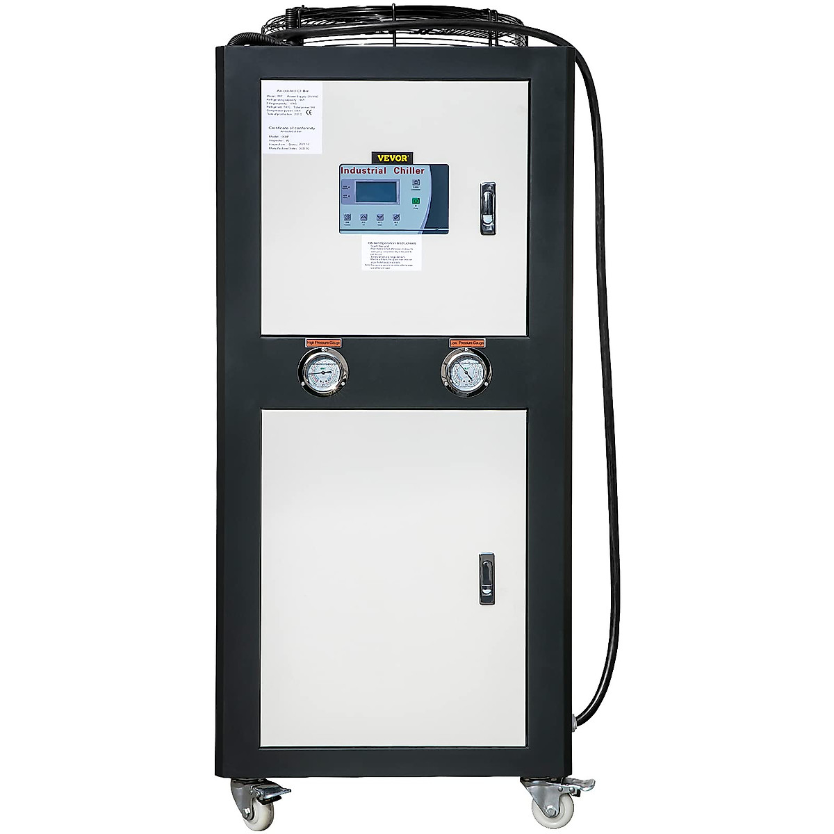 VEVOR Water Chiller 6Ton Capacity, Industrial Chiller 6Hp, Air-Cooled Water Chiller, Finned Condenser, w/Micro-Computer Control, Stainless Steel Water Tank Chiller Machine for Cooling Water