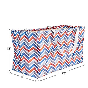 Household Essentials Krush Container All-Purpose Utility Tote, Water-Resistant Vinyl Lining, Chevron