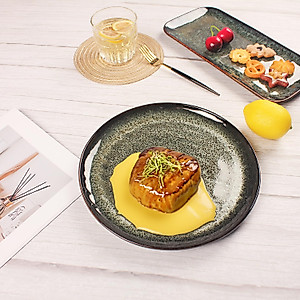 jinsongdafa Ceramic Dinner Plates Dish Set,Set of 4,for Lunch snacks -Microwave Oven & Dishwasher Safe,Scratch Resistant,Dinnerware Kitchen Porcelain Serving Dishes 10 Inch Round