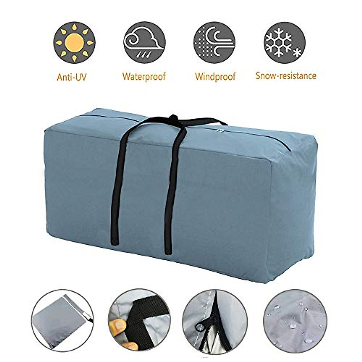 Yolaka Outdoor Patio Furniture Seat Cushions Storage Bag with Zipper and Handles 68x30x20 Inches Gray Waterproof