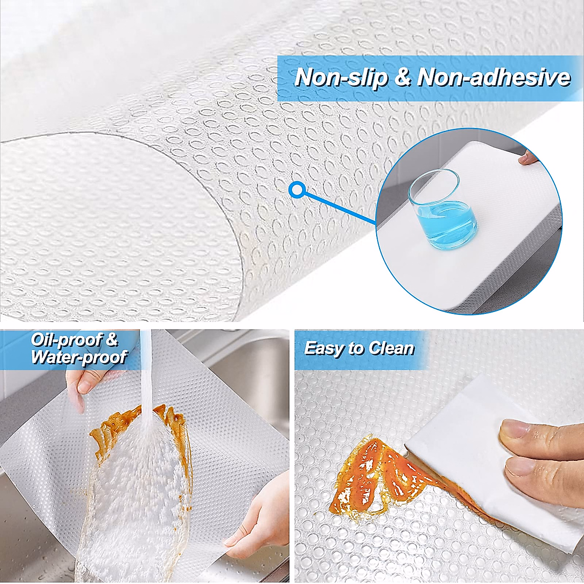 MYITYARD Shelf and Drawer Liner for Kitchen Cabinets, Waterproof Non-Slip Non-Adhesive Refrigerator Mat for Cupboard, Pantry Shelves, Bathroom, 12in * 16.4ft