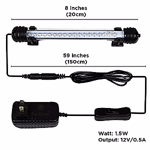 SunGrow Submersible Light Bar for Plant Aquariums and Tanks, Ideal for an Underwater Refugium Light Source, Creates Underwater Shimmer, Brings Out Beautiful Colors in Your Fish, Easy to Install