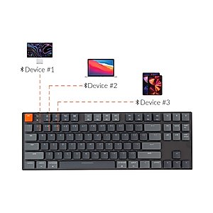 Keychron K1 RGB Hot-swappable Tenkeyless Layout Ultra-Slim Wireless Bluetooth/Wired USB Mechanical Keyboard for Mac Windows with Low-Profile Keychron Optical Red Switch Full Aluminum - Version 5