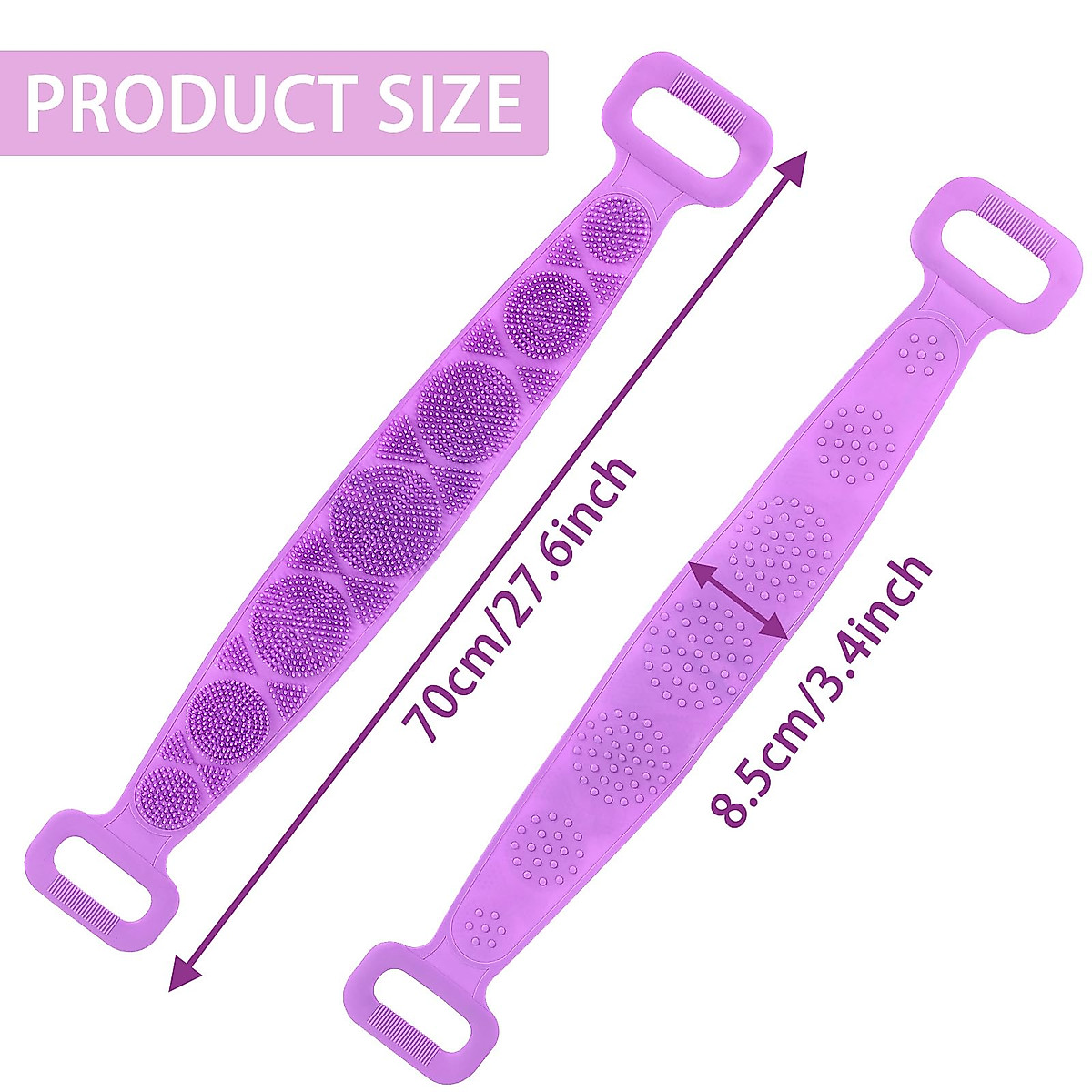 FEBSNOW 2 Pcs Silicone Back Scrubber for Shower,Silicone Body Scrubber,Exfoliating &amp; Deep Clean,Silicone Bath Body Brush for Men and Women,Comfortable Massage and Skin Health