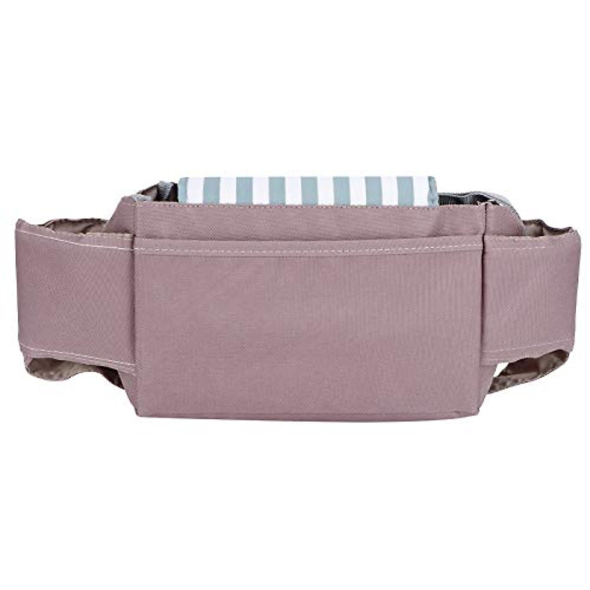 Baby Stroller Hanging Bag Universal Cup Holder Storage Bag Strollers Accessory With Movable Internal Partitionbaby Store Bottles Coffee Cups(Mint stripes)