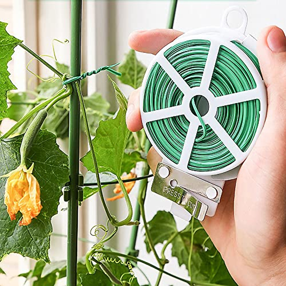 NorthPada Twist Ties Wire Tie Cable with Thread Cutter 328 Feet 100 Meters for Garden Flowers Lianas Climbing Vine Plant, Cable Organization for Your Household and Office