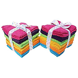 DII Basic Bulk Pack Cotton Washcloth Set, 12x12, Bright Rainbow, 24 Piece