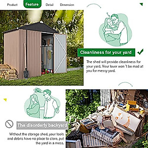 U-MAX 6 x 4FT Outdoor Storage Shed, Lockable Bike Shed,Garden Shed &Tool Shed for Backyard, Patio, Lawn