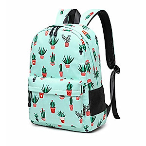 Teecho Waterproof Cute Backpack for Girl Casual Women Laptop Backpack Cactus