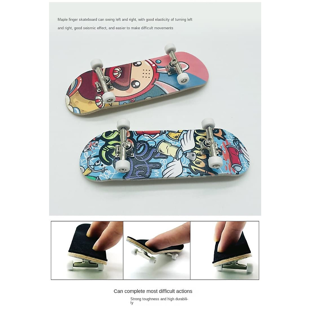 Maple Wooden Finger Skateboard, Professional Fingerboards Wheels with Bearings, Mini Fingerboard Finger Toy for Adults and Kids (AA6)