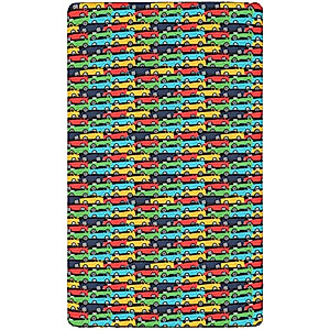 Race Car Themed Fitted Crib Sheet,Standard Crib Mattress Fitted Sheet Toddler Bed Mattress Sheets-Crib Mattress Sheet or Toddler Bed Sheet,28“ x52“,Charcoal Grey Multicolor