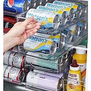 Soda Can Organizer for Refrigerator - Auto Rolling Can Dispenser Soda Can Holder Storage Organizer with Handle & 2 Ice Ball Molds