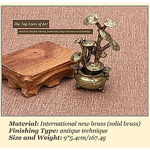 LOTONJT Brass Statue Miniature Ganoderma Mushroom Bonsai Sculpture Fairy Herb Feng Shui Money Tree Garden Yart Art Retro Metal Statue Indoor Decor Tearoom Metaphysical Talisman Wealth Prosperity