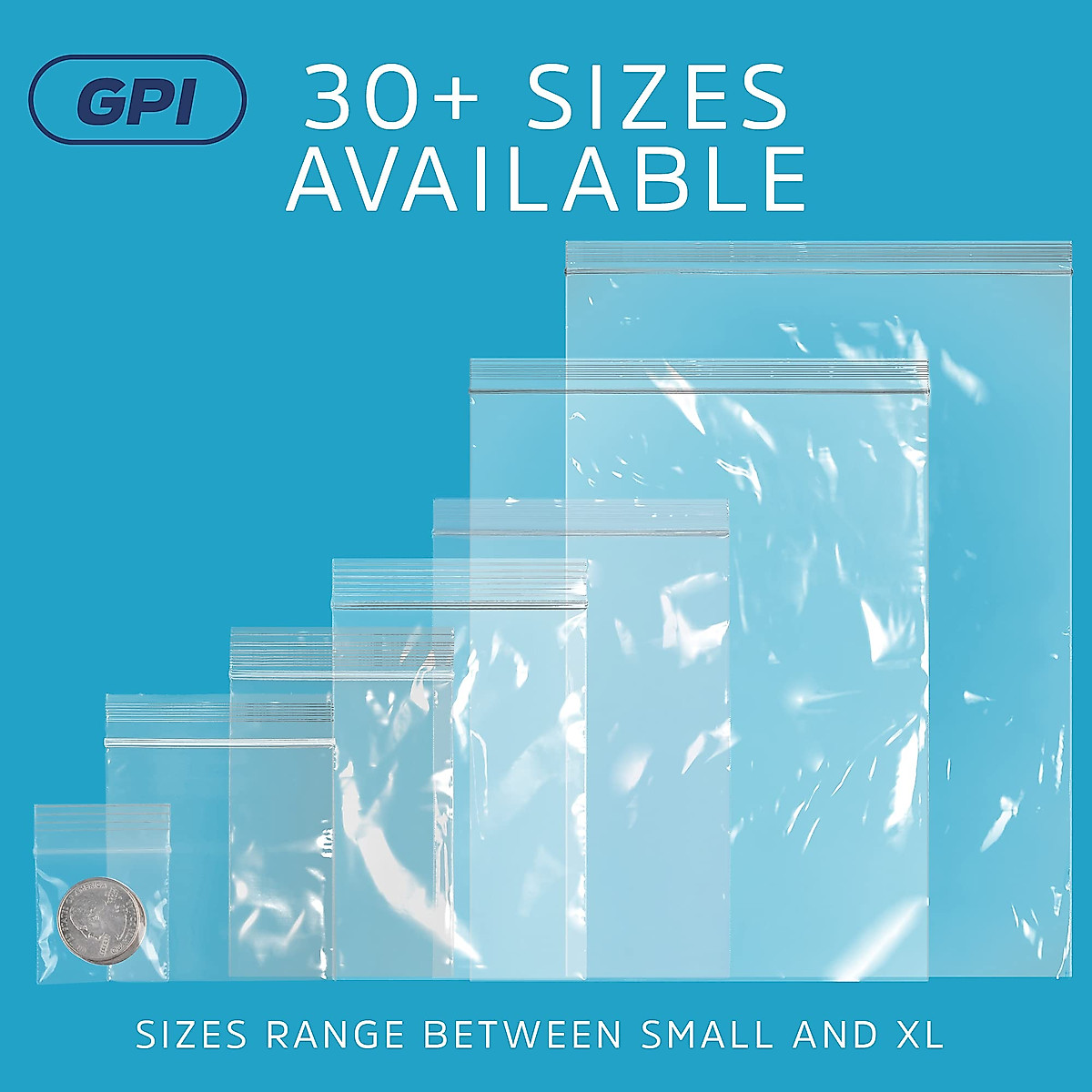 GPI - 5" X 3" 100 Count, 2 Mil Clear Reclosable Zip Plastic Poly Bags with Resealable Lock Seal Zipper for Snack, Candy, Nuts, Cookies, Sewing Supplies, Beads.