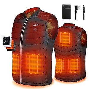 Srivb Heated Vest, USB Charging Heating Vest for Men Women Washable Body Warmer with Battery Pack for Outdoor Camping