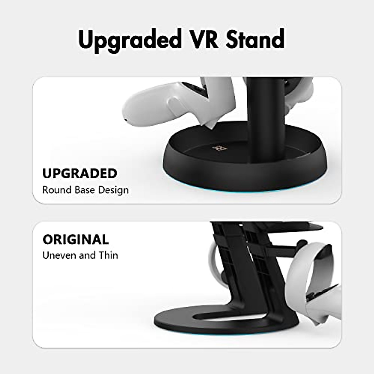 AMVR Stand Holder for Oculus Quest 2/HTC/PSVR2/Pico 4 - Universal VR Headset Display Dock with 2 Touch Controllers Hanger Station, Stable Bracket Storage Round Base, Mount Install Easy