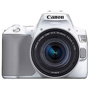 Canon EOS 250D (Rebel SL3) White DSLR Camera Bundle with Canon EF-S 18-55mm STM Lens + 32GB Sandisk Memory + Camera Case + Digital Flash + Accessory Bundle