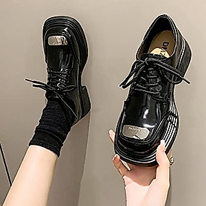 Women Casual Shoes Fashion Spring New Pattern Round Toe Thick Heel Square Heel Comfortable Shoes Shoes Women Platform Casual Black