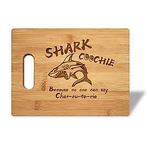 Shark Charcuterie Board, Handmade Bamboo Cootie Board Laser Engraved, Personalized Shark Cutting Board Chopping Board, Mothers Day Gifts for Mom, Housewarming Gift, Wedding Gift for Couple (A11')
