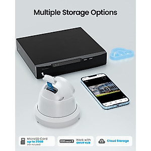 Veezoom PoE Camera - IP Security Camera for Full-Color Night Vision Dome Surveillance Cameras Outdoor with AI Detection, 5MP 100Ft IR Night Vision, Support SD Card (Adapter not Included)-WS-N151HZ