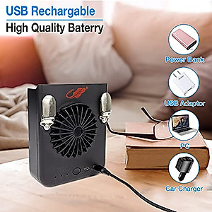2023 FW Portable Waist Clip Fan / Necklace fan, 8000Mah Battery Operated USB Cooling Fan with 3 Speed, Super Strong Airflow Waist Belt Fan / Pants Fan for Fishing,Cycling,Travel and Outdoor (Black)