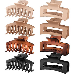 Dyrec Hair Clip, 8 Pack 4.3" Large Hair Clips for Women & Girls, Strong Hold Matte Claw Hair Clips for Thick Hair & Thin Hair, 90s Jaw Clips, 2 Styles, Including Bow