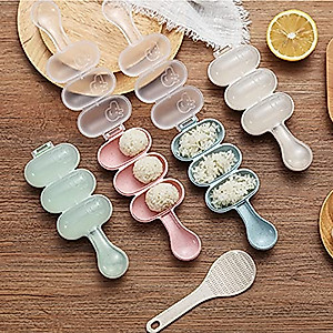 Rice Ball Mould Shaker Onigiri Mold Ball Shaped Kitchen Tools Shakers for Shake DIY Lunch with a Mini Rice Paddle (Blue)