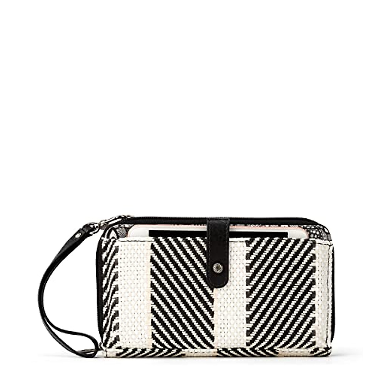 Sakroots Large Smartphone Crossbody Bag in Woven Fabric from Recycled Materials, Convertible Purse with Detachable Wristlet Strap, B&W Soulful Desert