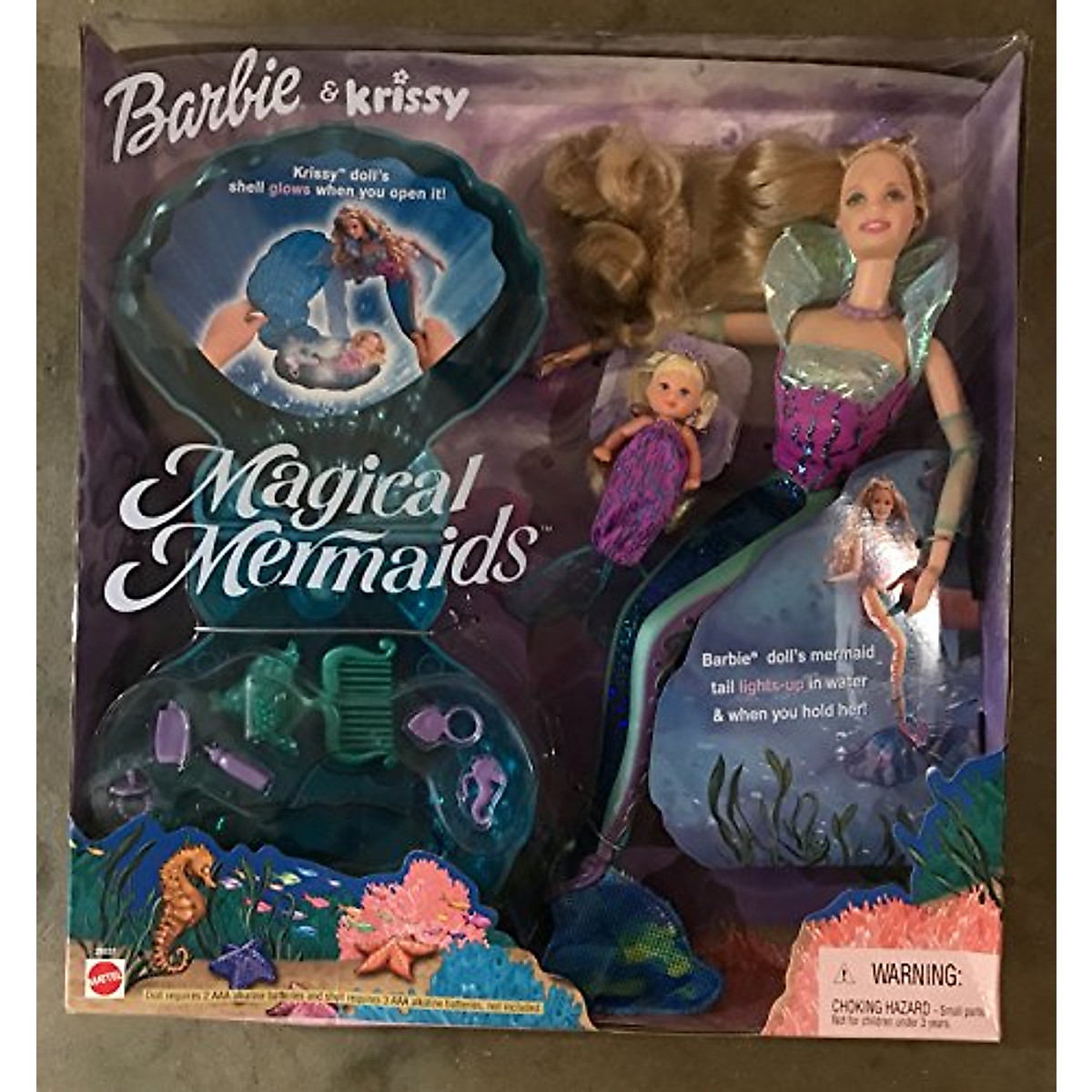 Magical Mermaids Barbie and Krissy Doll Light-up Tail with Glowing Shell Set